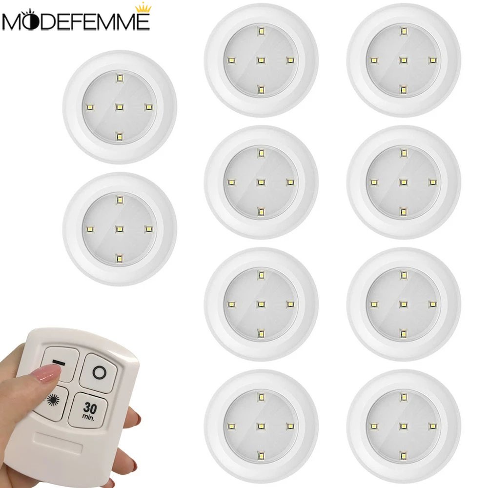 Smart LED Lights Wireless Cabinet Light Battery Operated Puck Lighting ...