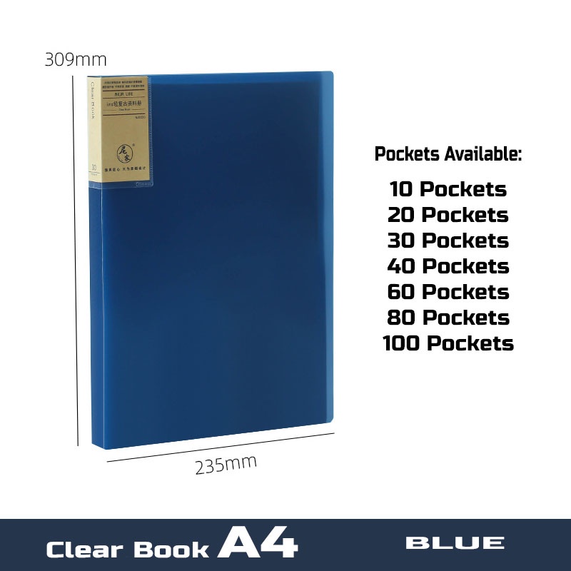Neja life A4 Transparent retro color clearbook Display Book 10 pockets ...