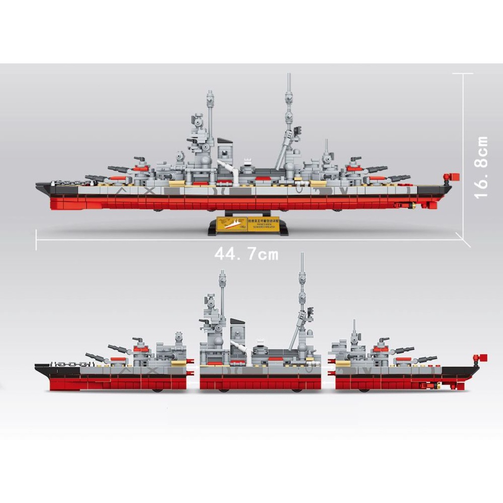 800PCS MOC WW2 USS North Carolina Iowa Prinz Eugen Schwerer Kreuzer KMS ...