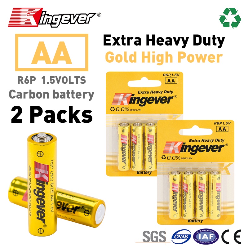 Kingever 100% Original AA R6P High Power Extra Heavy Duty Battery ...