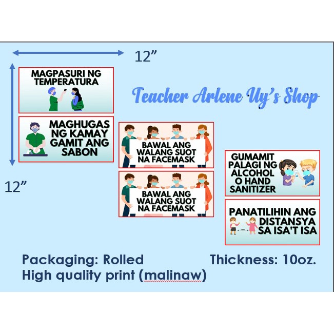 3-in-1 Covid Signages 12"x2" | Shopee Philippines