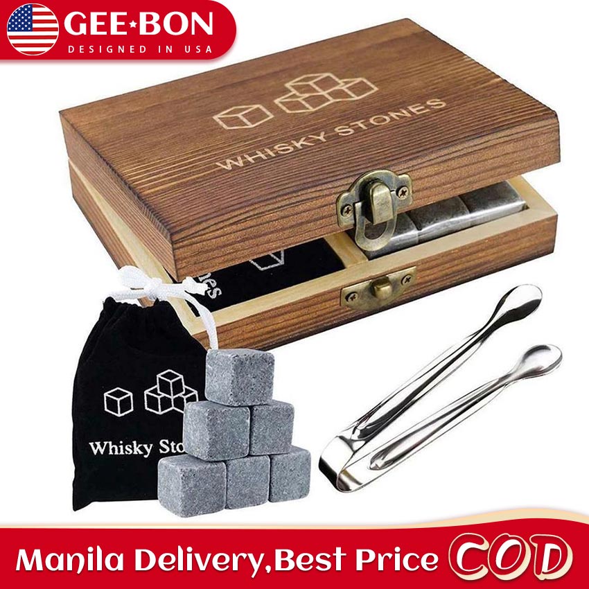 GEEBON Whiskey Stones Gift Set 9 Granite Ice Cubes Wine Rocks Reusable ...