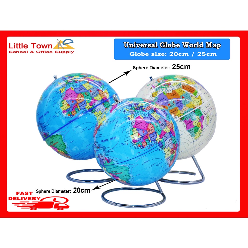 Universal globe world map 360° degree 20cm / 25cm diameter round ...