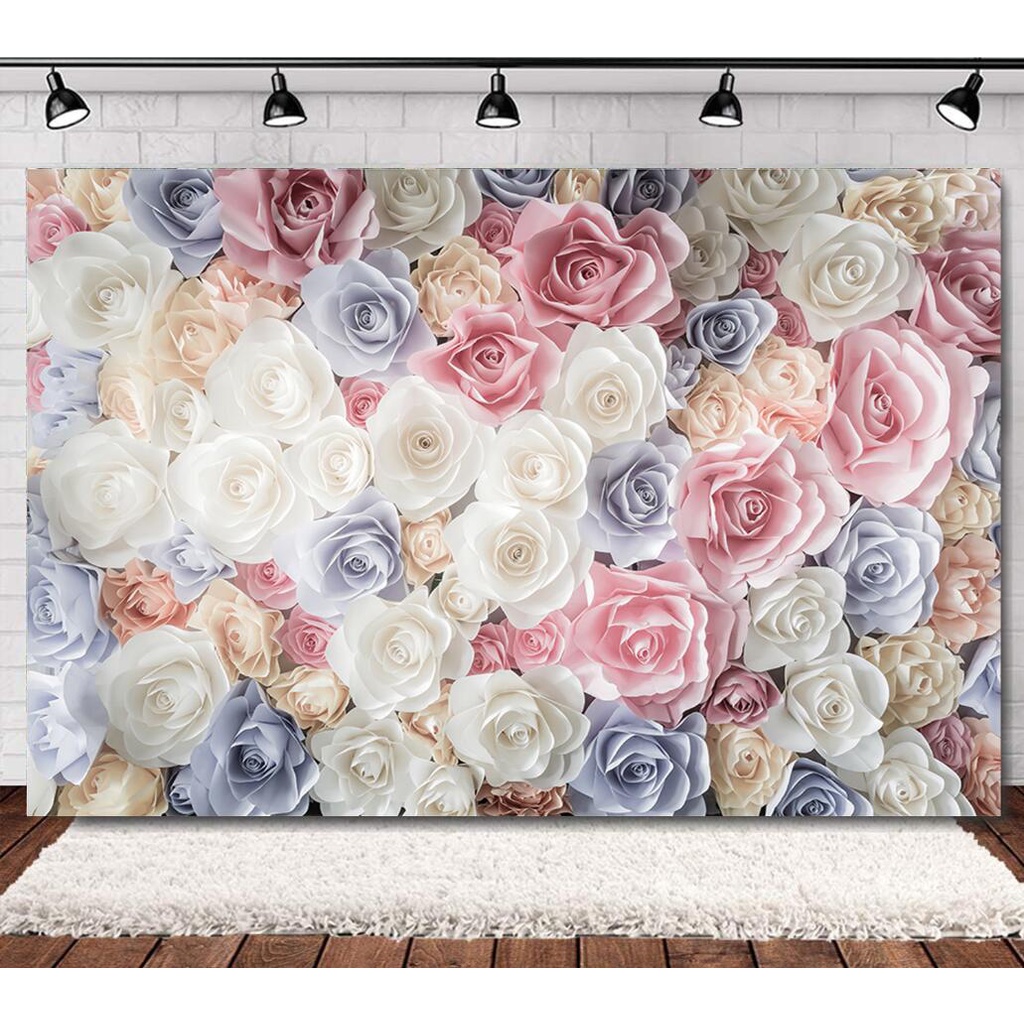 4x3ft Pink Rose Wedding Wall Decoration Banner Photography Background ...