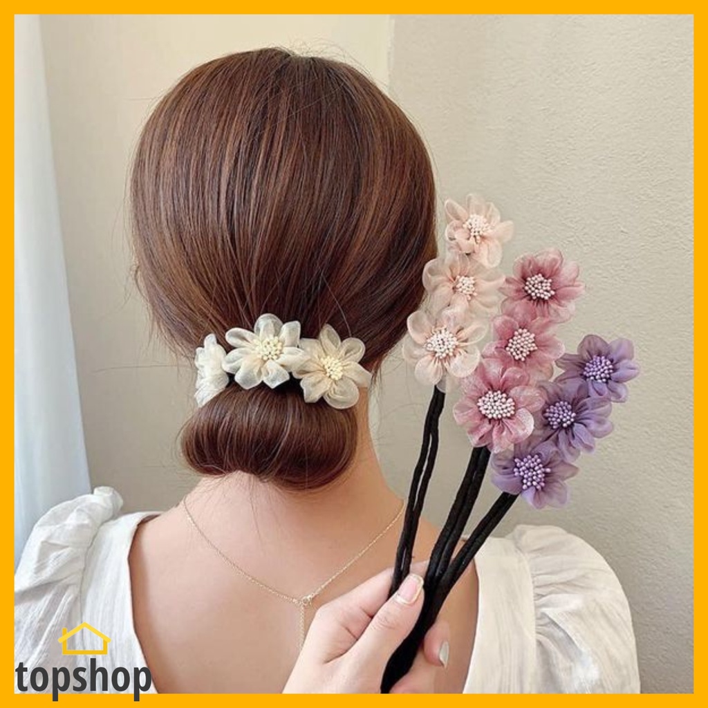 TOPSHOP Woman Elegant Pearl Hair Bun Maker Tool Ponytail Band Hairstyle ...