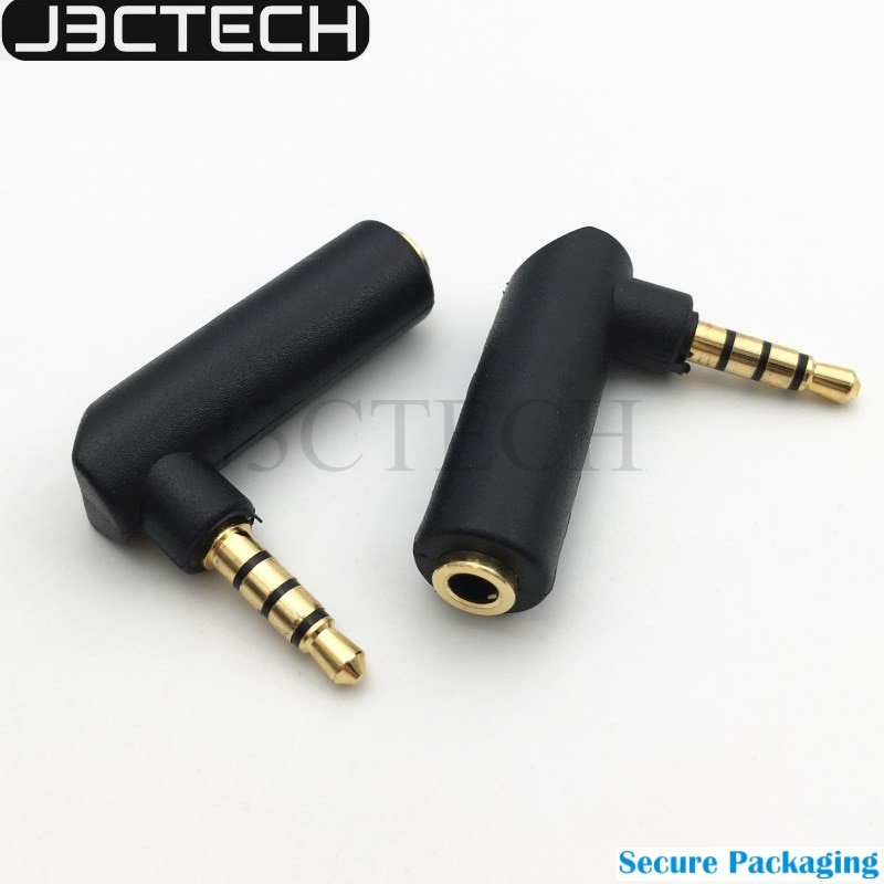 Gold 3.5mm 4Pole 90Degree Right Angle Female to 3.5mm 4Pole Male Audio ...