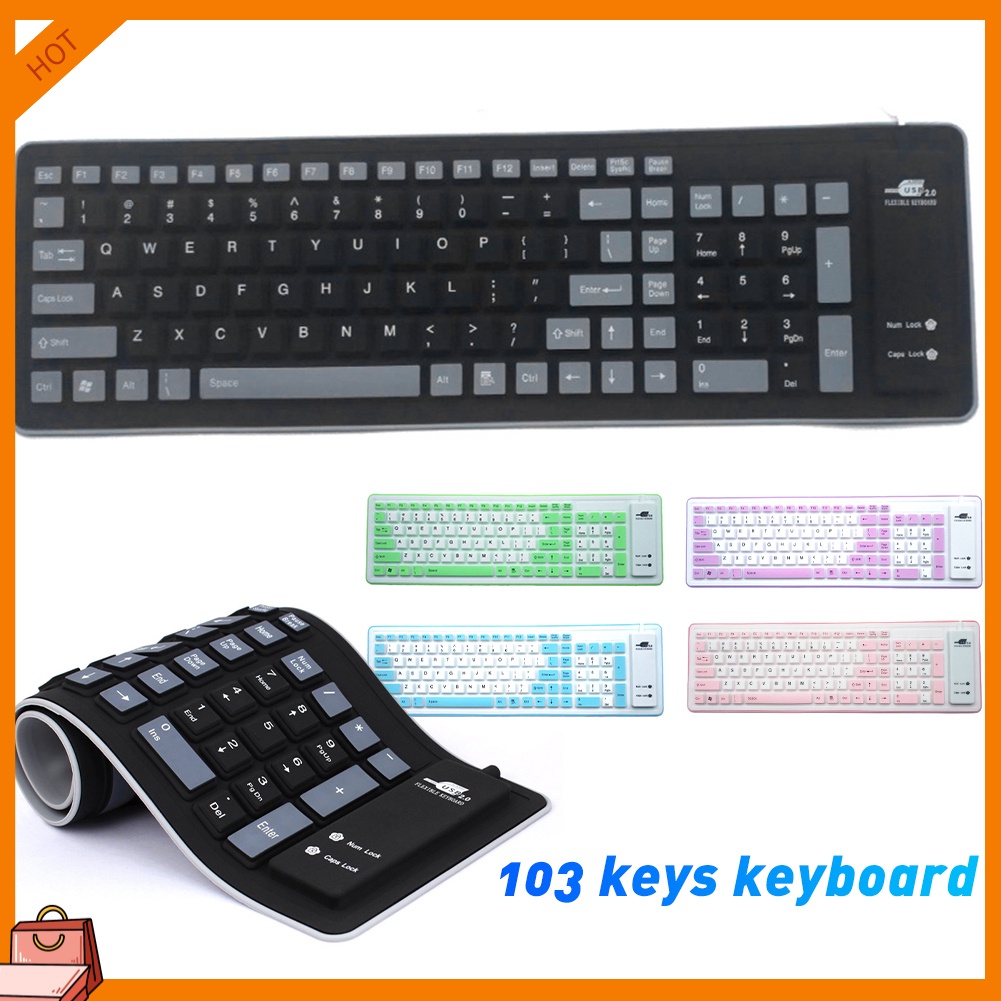 [WSG] 103 Keys Foldable Dustproof Soft Silicone Gaming Keyboard for ...