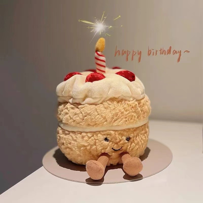 Birthday Cake Plush Toy Doll Funny Cake Puppet Cute Fun Birthday Gift ...