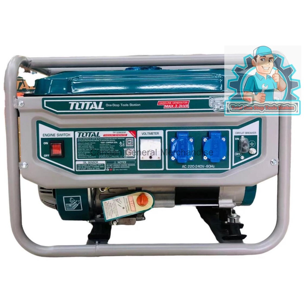 TOTAL GASOLINE GENERATOR 3.3 KVA Premium Industrial TOOLS TP1330055P ...