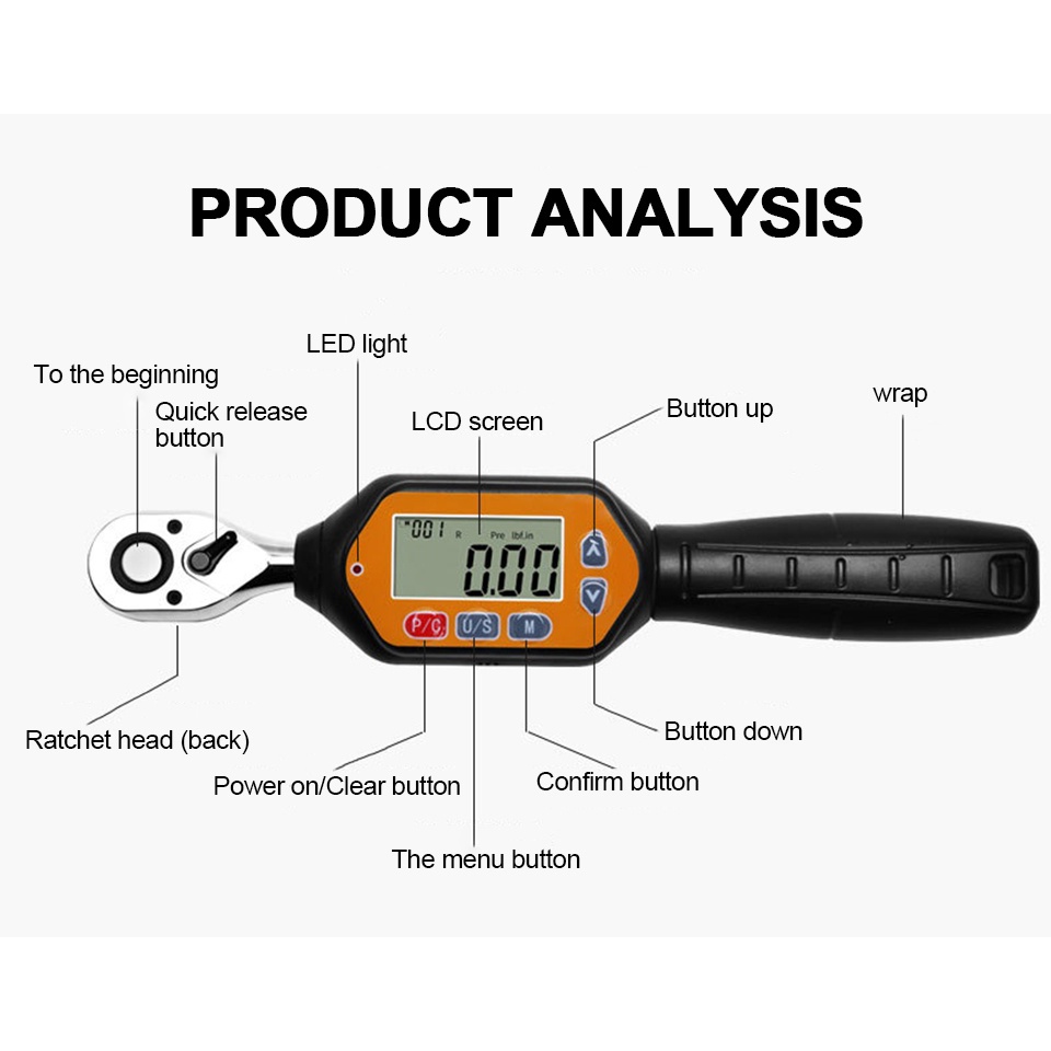 10/30/60/100 N.m Digital Torque Wrench High-precision Adjustable Torque ...