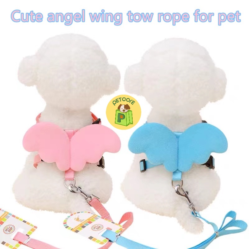 Pet Angel wings Leash Little Angel Chest Strap Wings Set Cat Dog Leash ...