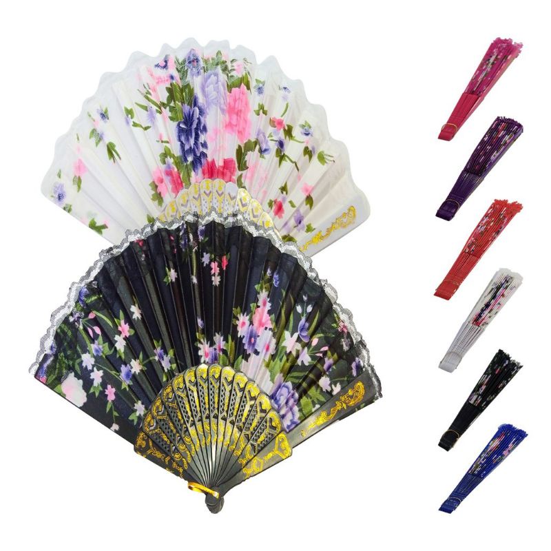 Elegant Floral Design Plastic Folding Fan | Shopee Philippines