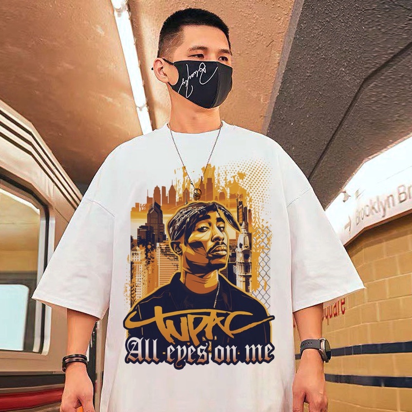 Tupac Shakur white T shirt men and women unisex Oversized tops cotton ...