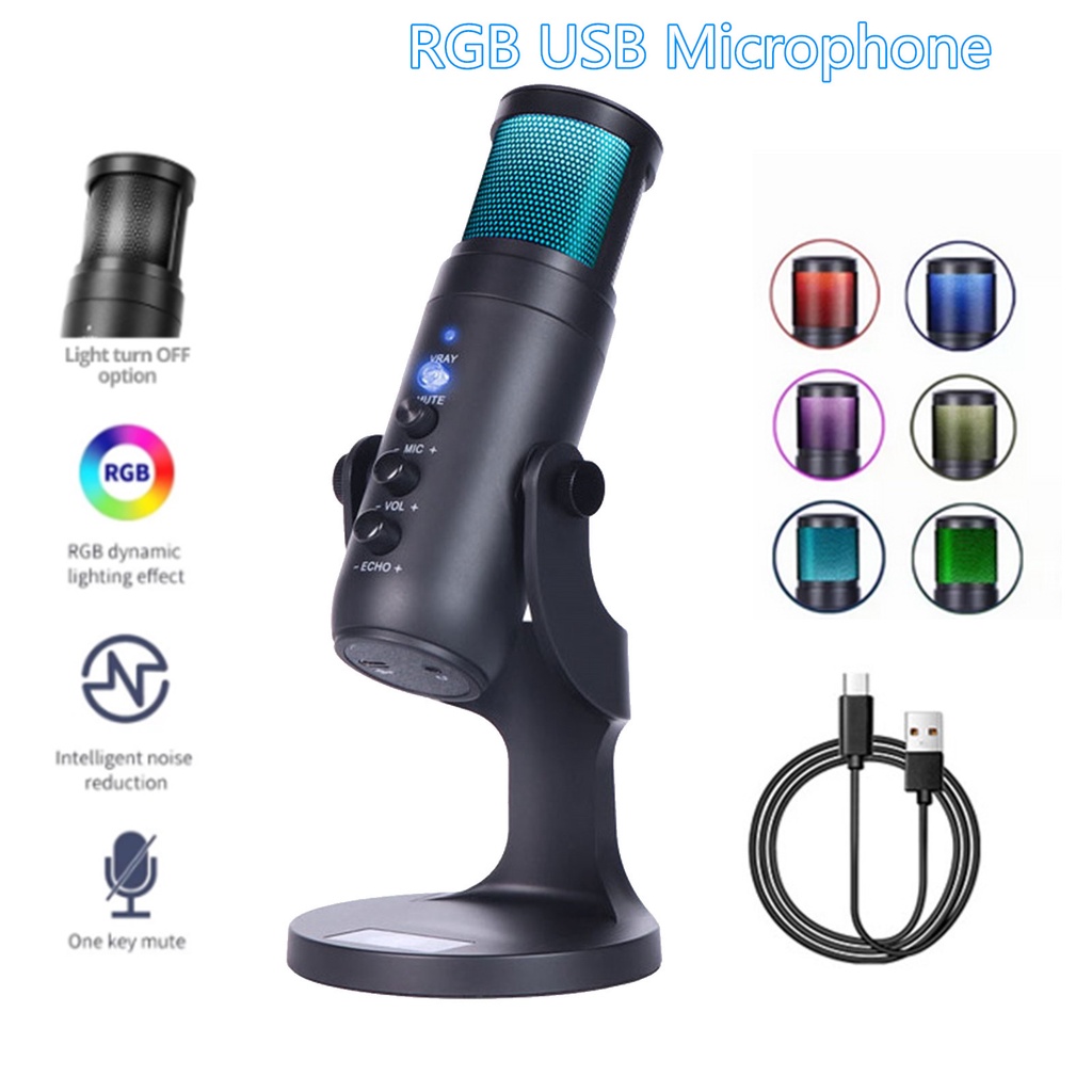 Noise Reduction Plug And Play Mute Gaming Volume Control USB Microphone ...