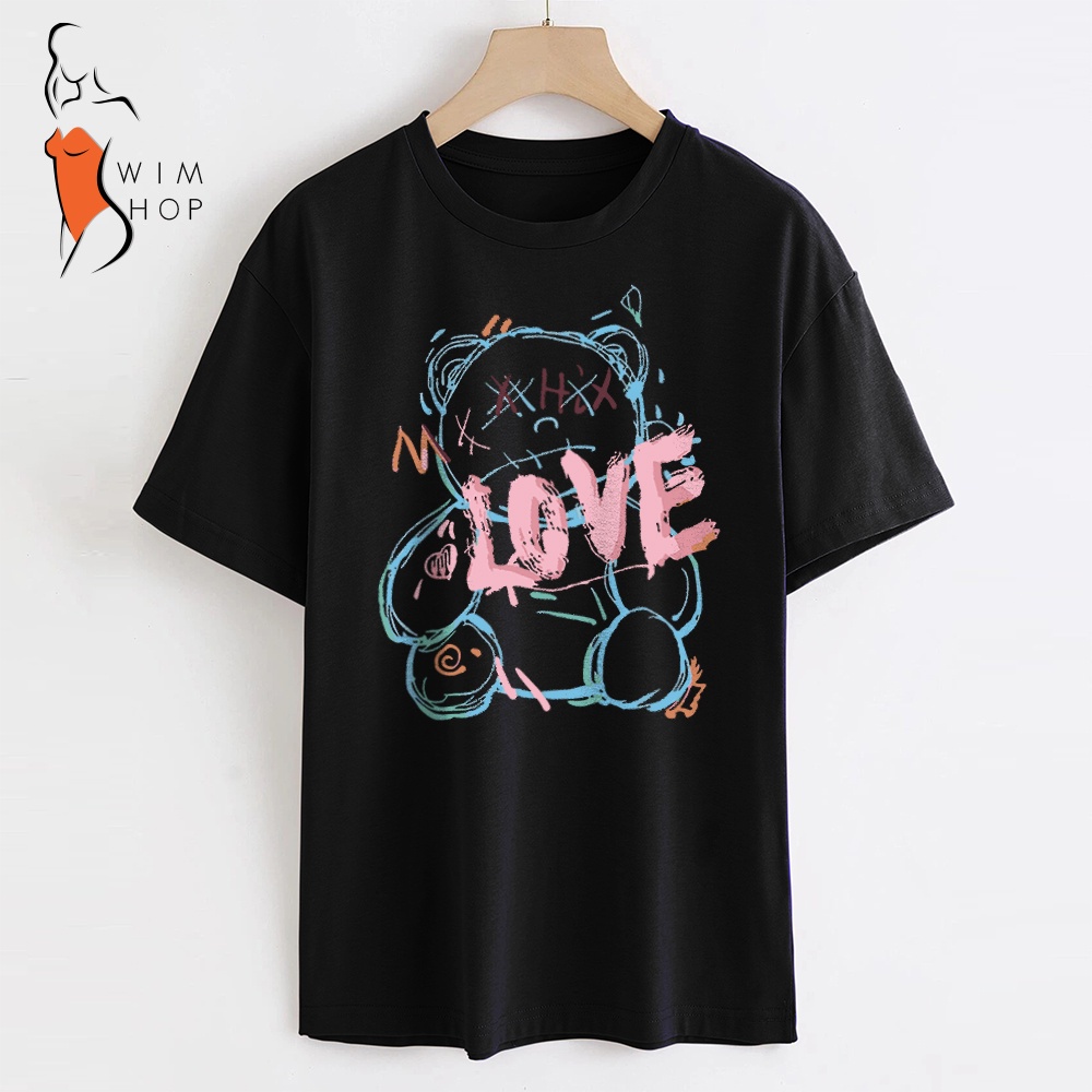 SS Bear Love Streetwear Style Black Fashion Printed Graphic Tee Shirt ...
