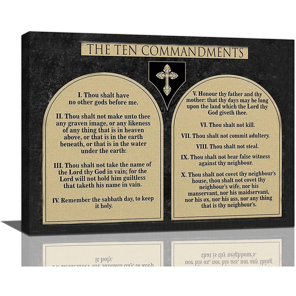 10 Commandments Canvas Wall Art Christian Religious Vintage Ten ...