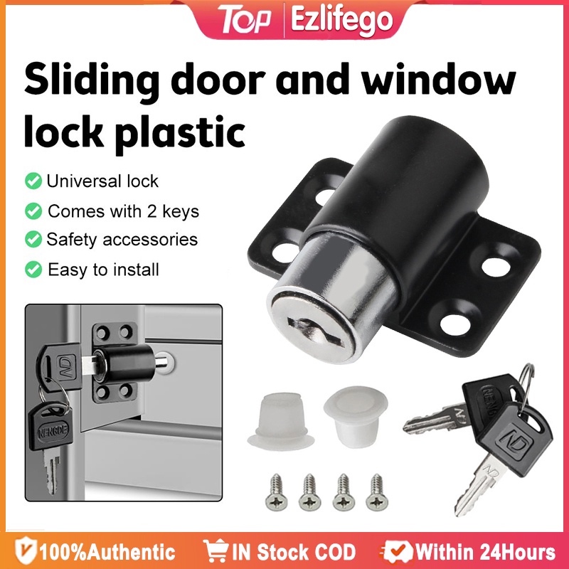 2 Pack Sliding Window Lock With 2 Keys Patio Window Bolt Catch Push ...
