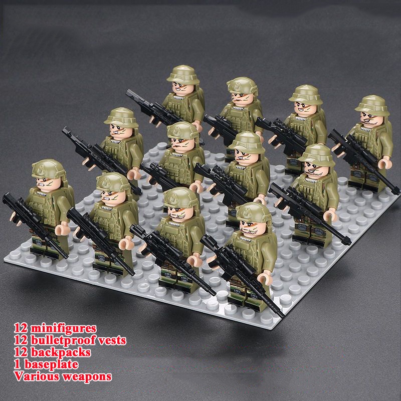 12PCS Police SWAT Minifigures Matrix Building Blocks City Series ...