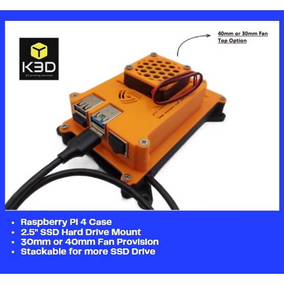Raspberry Pi 3b, 3b+ or 4 Case with 2.5" SSD Boot Storage Hard Drive ...