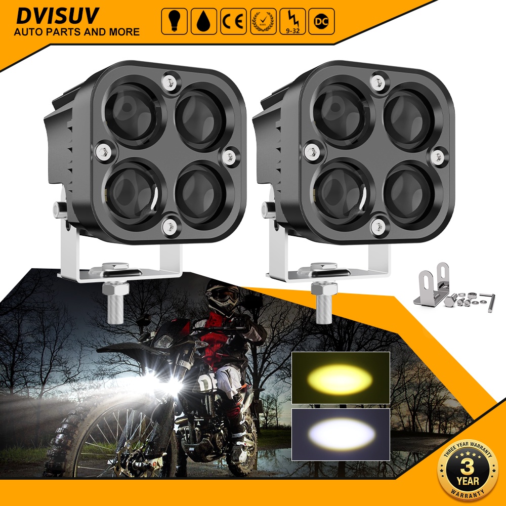 LED Work Light Dual Color Amber+White Pods Fog Lights 1PC 3inch Driving ...