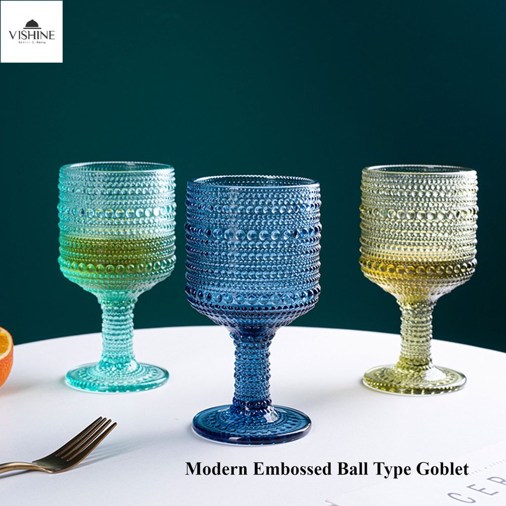 6pcs 350ml Modern Embossed Ball Type Goblet Glassware Water Goblet ...