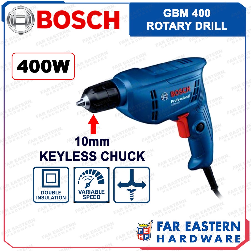 BOSCH GBM 400 Rotary Drill 10mm Keyless Chuck 400W RBPTCC | Shopee ...
