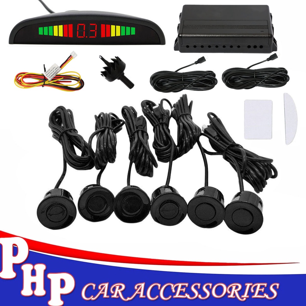 Car Parking Sensor With 6 Eye Front and Rear Reverse Backup Sensors ...