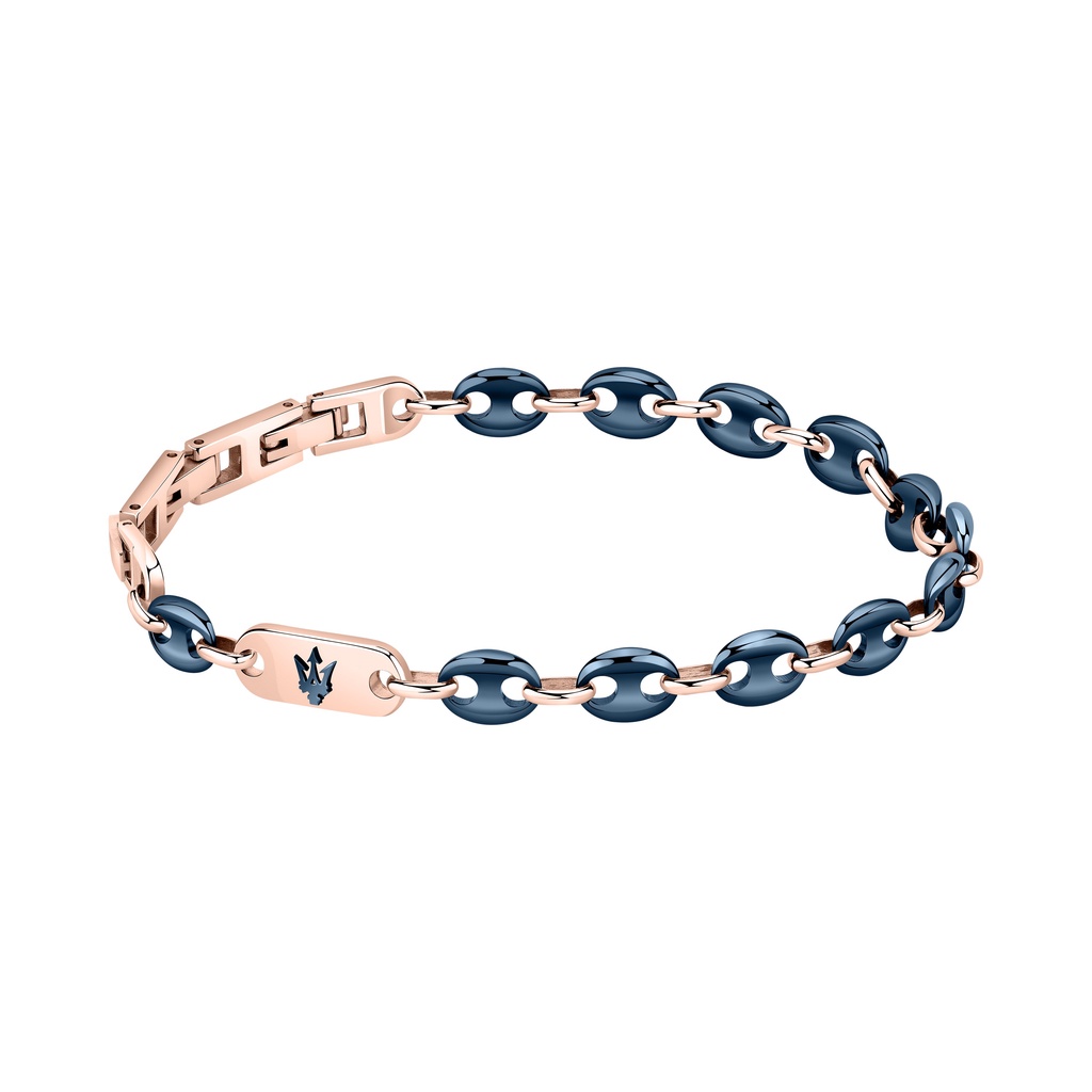 Maserati Jewels 220mm Men's Bracelet, Rose Gold Stainless Steel, Blue ...