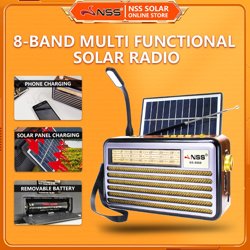 NSS solar bluetooth radio FM/AM/SW radio with USB interface and TF card ...