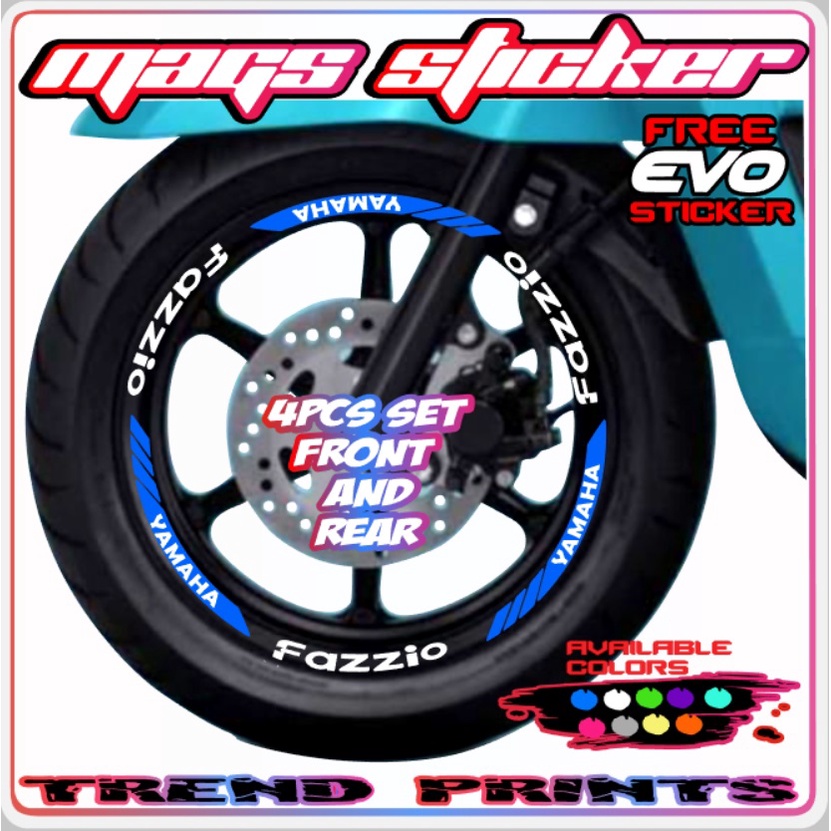 Yamaha Mio Fazzio mags sticker 4pcs set front and rear sticker decals ...