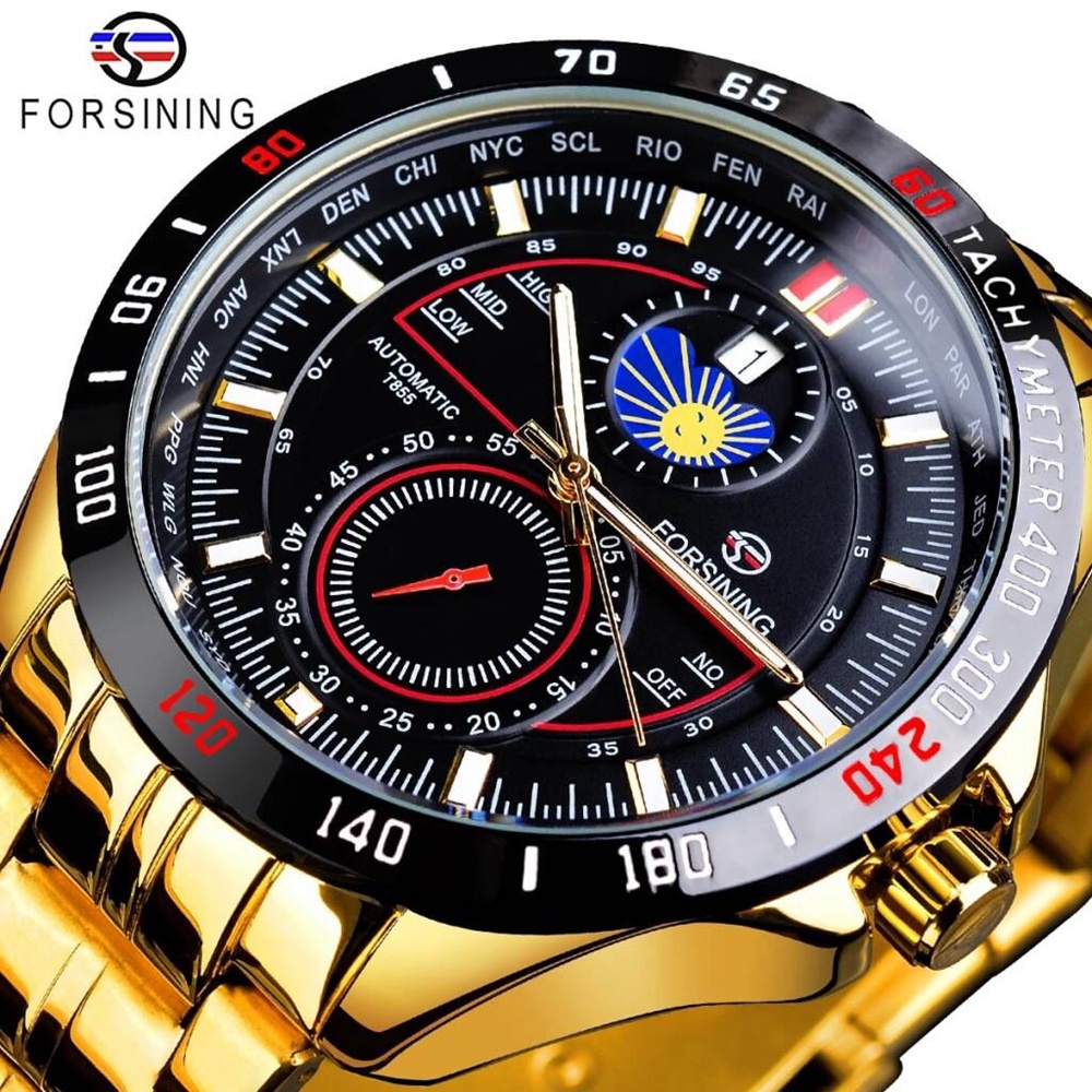 Forsining Automatic Luxury Men's Mechanical Watch Stainless Steel ...
