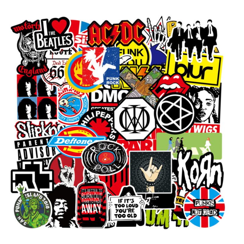 100pcs Punk Heavy Metal Rock Band Stickers Skateboard Luggage Decal ...