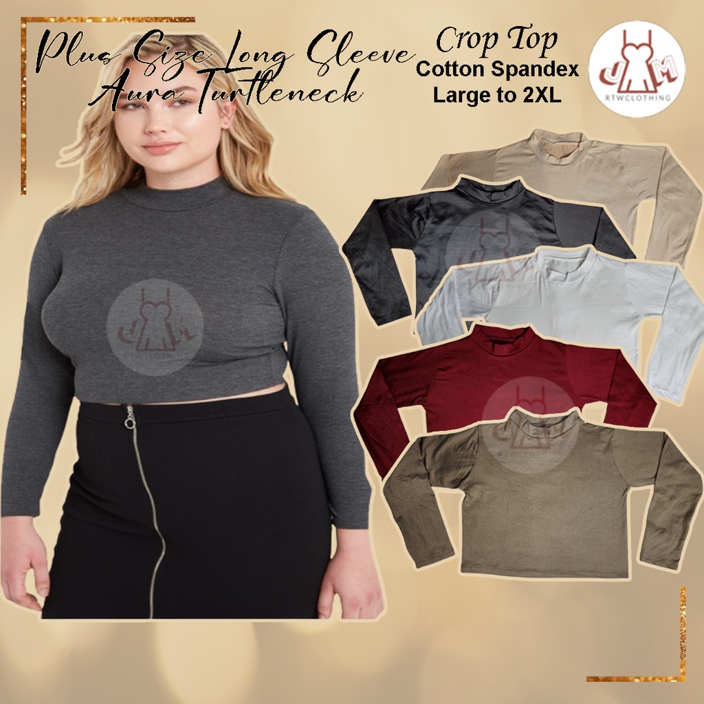 XS-4XL PLUS SIZE LONGSLEEVE AURA TURTLENECK CROPTOP korean inspired ...