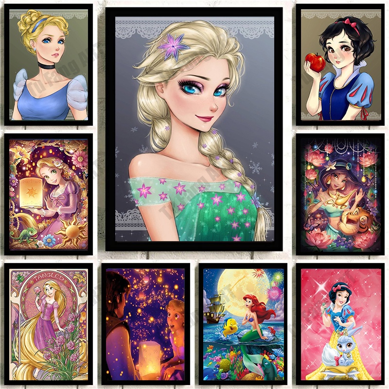 Disney Princess Canvas Painting Alice In Wonderland Cartoon Girl Wall ...