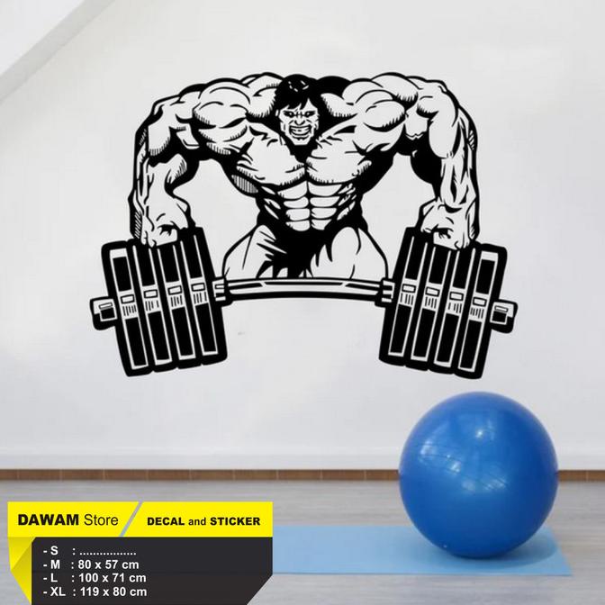 Wall Sticker Glass Wall Cutting Sticker Gym Hulk Wall Decoration ...