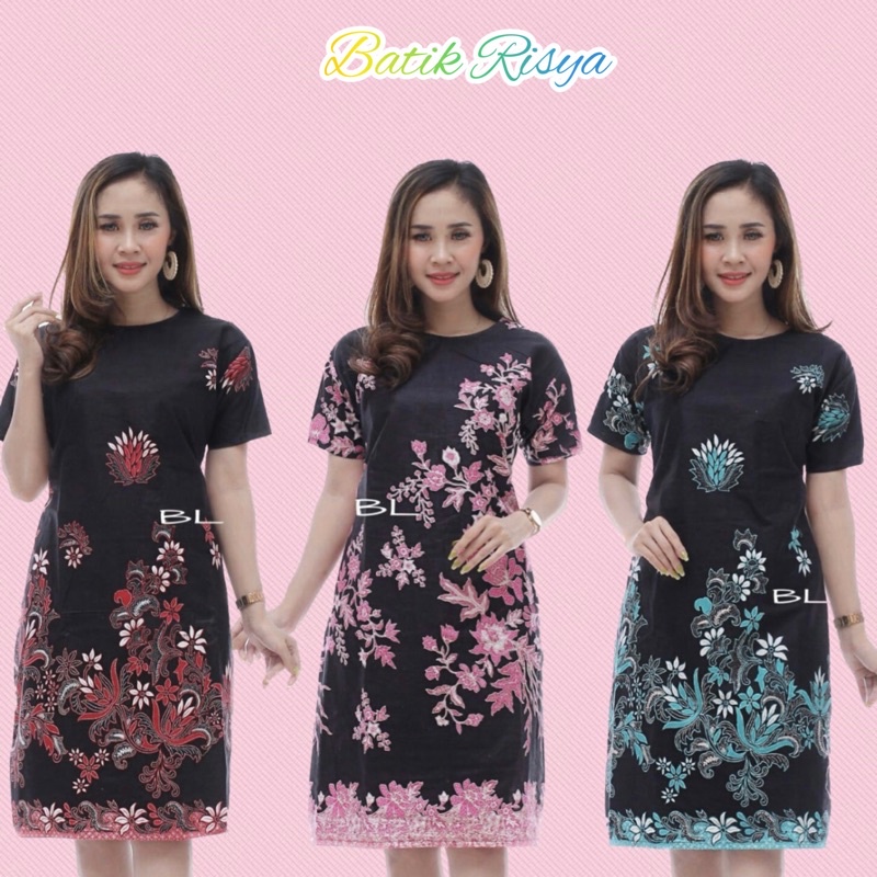 MERAH Baju SIZE JUMBO WOMEN'S BATIK DRESS JUMBO XXXXL / 4L SHORT ...