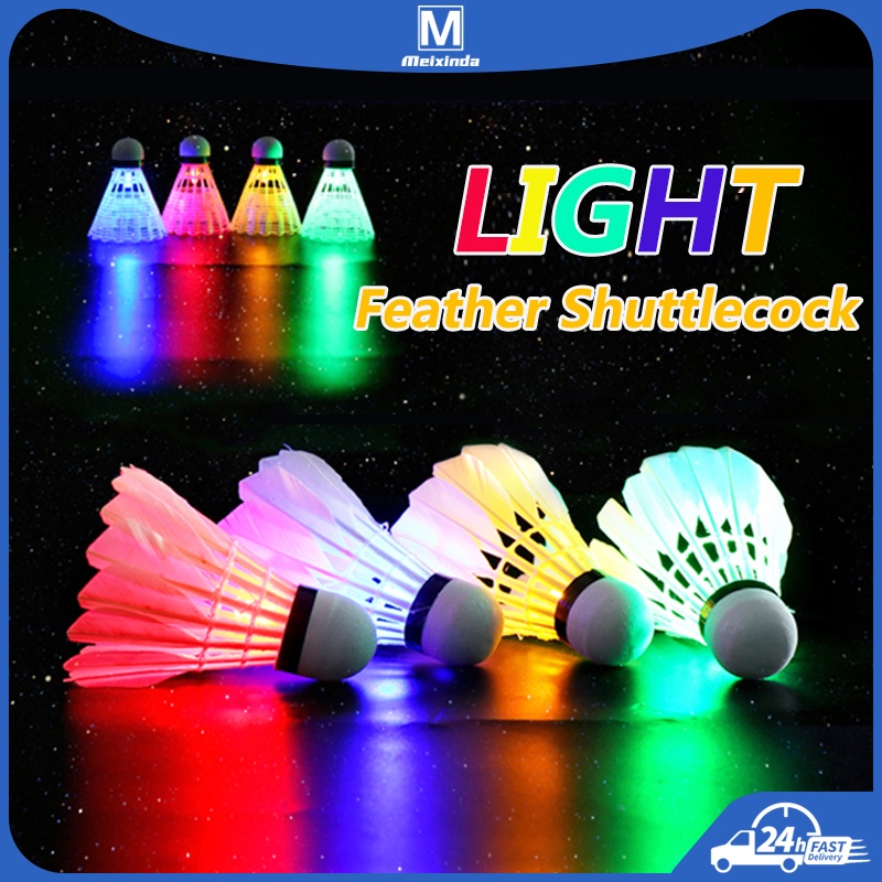 6 Pcs LED Feather Shuttlecocks Colorful Light Badminton Dark Night ...