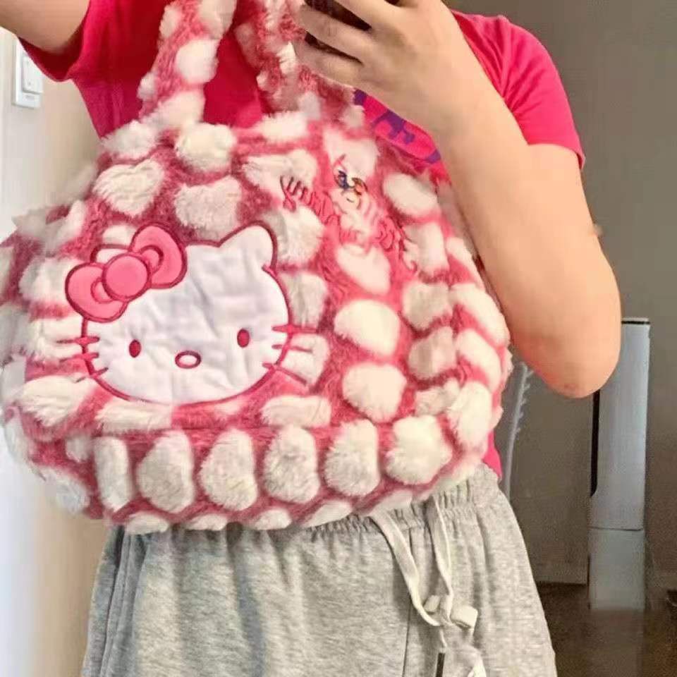 Y2K Plush Hello Kitty One Shoulder Handbag Pose Jk Lolita Message Bag ...