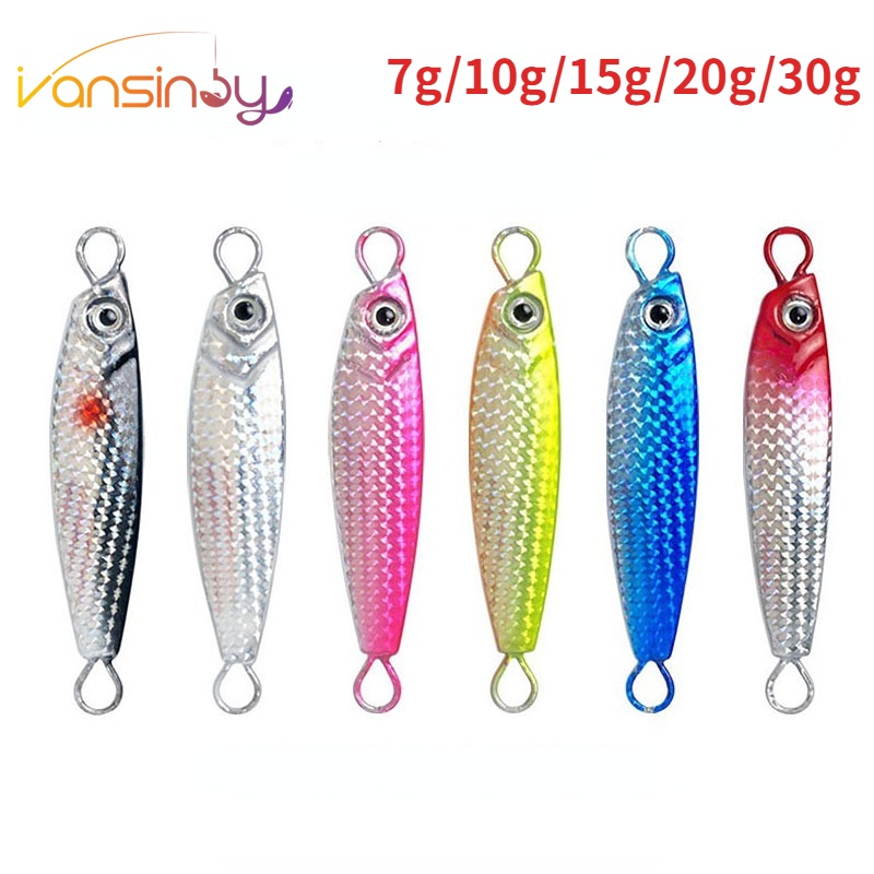 New Fishing Jigging Hook Spinner Bait 7g/10g/15g/20g/30g Laser Metal Jig Umpan Casting Spoon ...