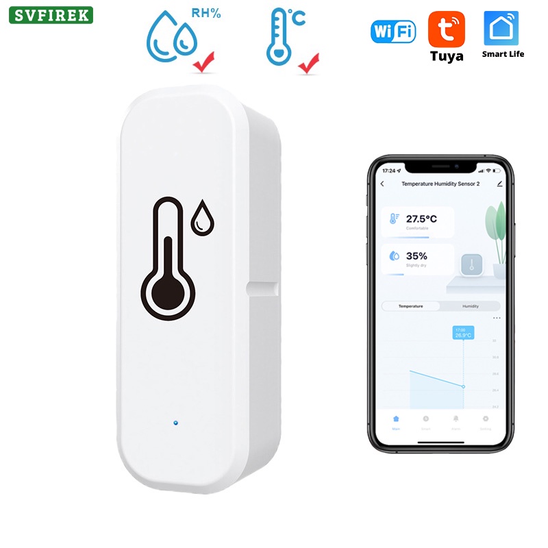 Wifi Tuya Smart Temperature Sensor Humidity Detector Indoor Hygrometer ...