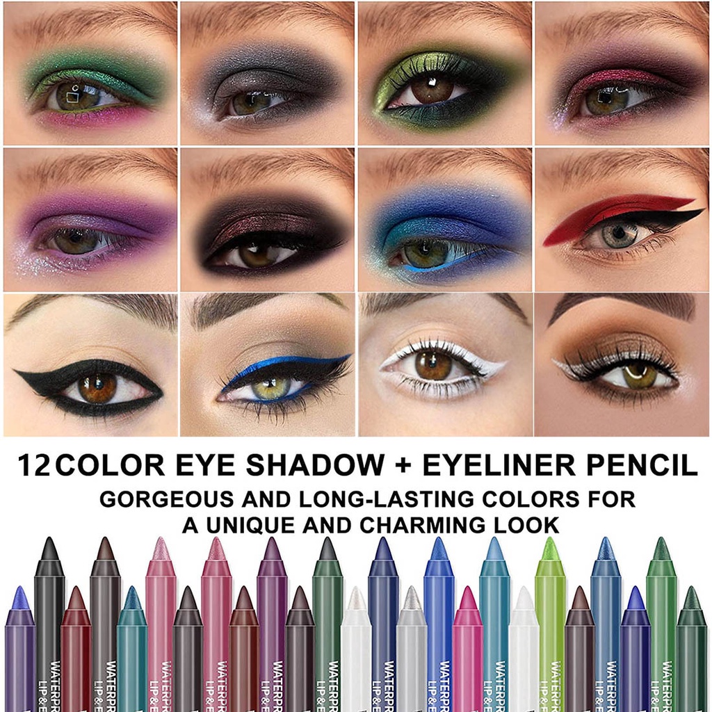 14 Colors Matte Eyeliner Pencil Set Eyeshadow Long-lasting Waterproof ...