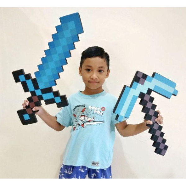 45cm Minecraft Toy EVA Foam Diamond Pickaxe Hamaxe Swords Game Model ...