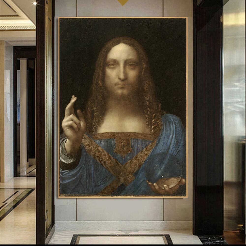 The Salvator Mundi Canvas Paintings By Leonardo Da Vinci Famous Posters And Print Wall Art for ...