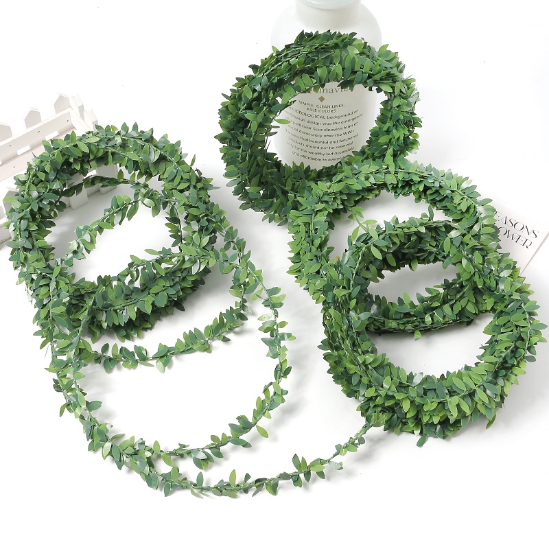 370cm Green Artificial Vine Leaf Decoration Rattan Leaf Grass Fake ...
