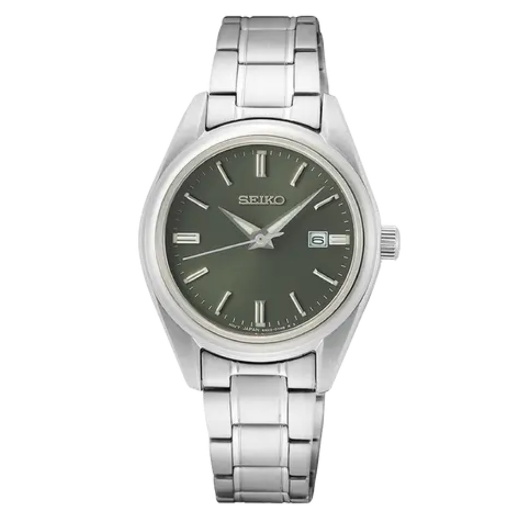 Seiko SUR533P1 Olive Green Dial Stainless Steel Strap Women's Watch ...