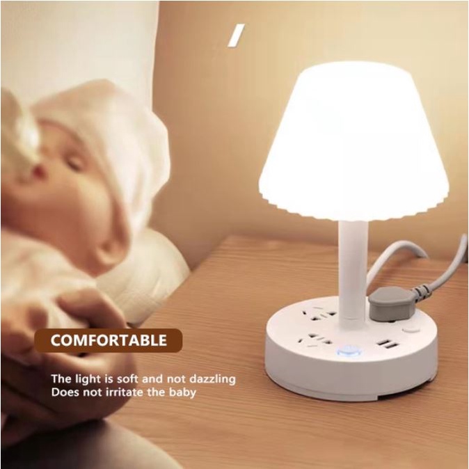 Electric Socket Night Light Table Lamp With USB Multi-function Lamp ...