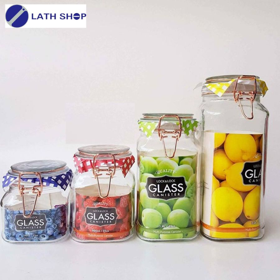LOCK & LOCK Sodalime Lock Glass Jar&Lock Lid with Handle LLG515 (700ml ...