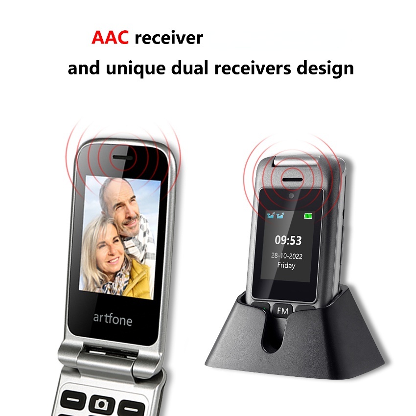 ARTFONE 4G LTE Senior Flip Phone G6,Charging Dock Unlocked Sim Card ...