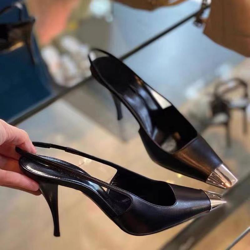 Banquet Shoes Rose Same Black Lacquer Leather High Heels 2023 New Metal ...