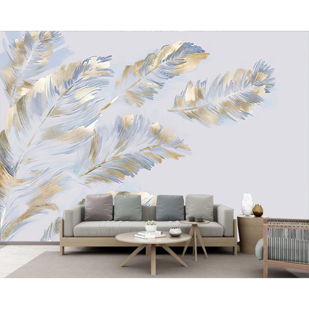 Custom Golden feather landscape wallpaper mural,living room tv wall ...
